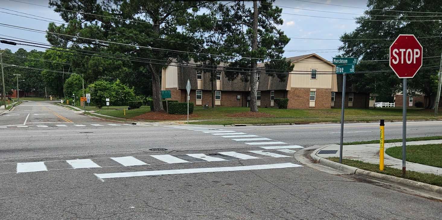 High visibility crosswalks added to Murchison Road and Blue Street ...